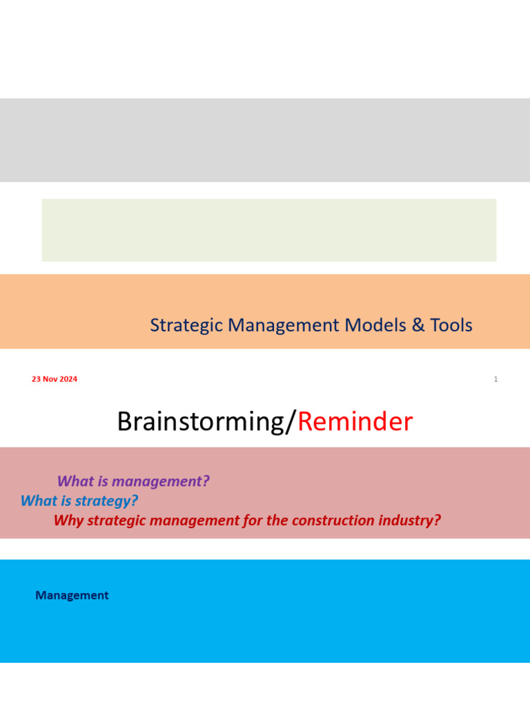 Strategic Management Models | PDF | Swot Analysis | Strategic Management