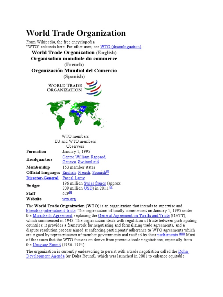 World Trade Organization | PDF | World Trade Organization | Uruguay Round