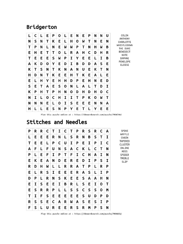 Wordsearches | PDF