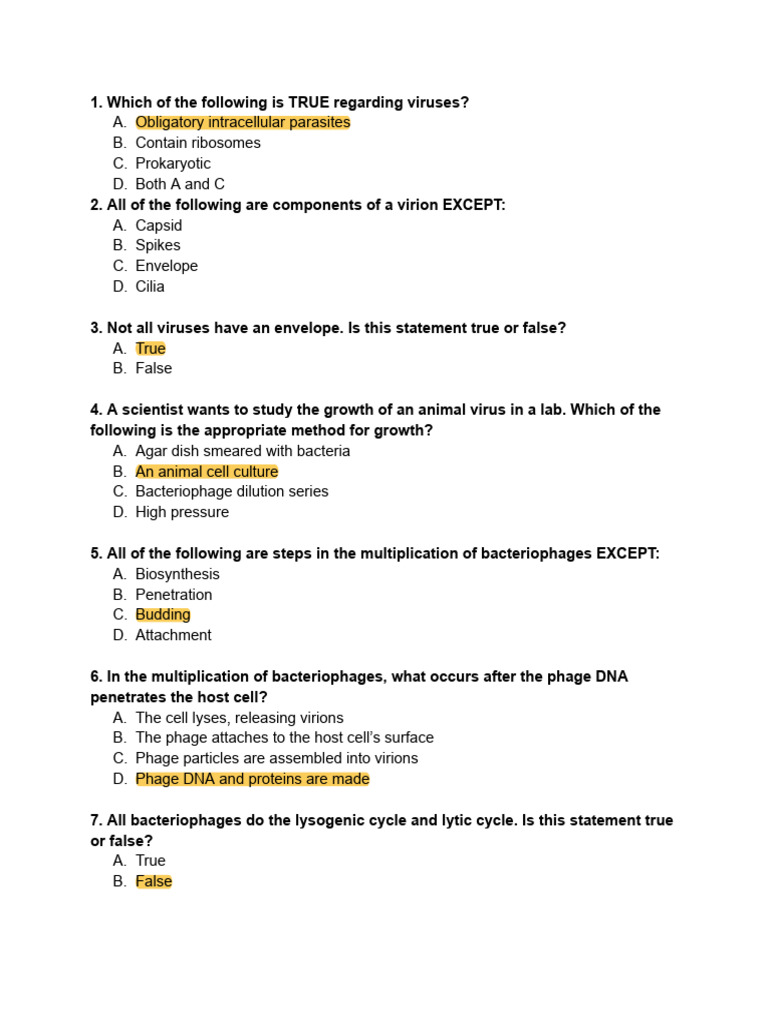 BIO Exam 2 Review Questions Part 2 | PDF | Bacteriophage | Virus