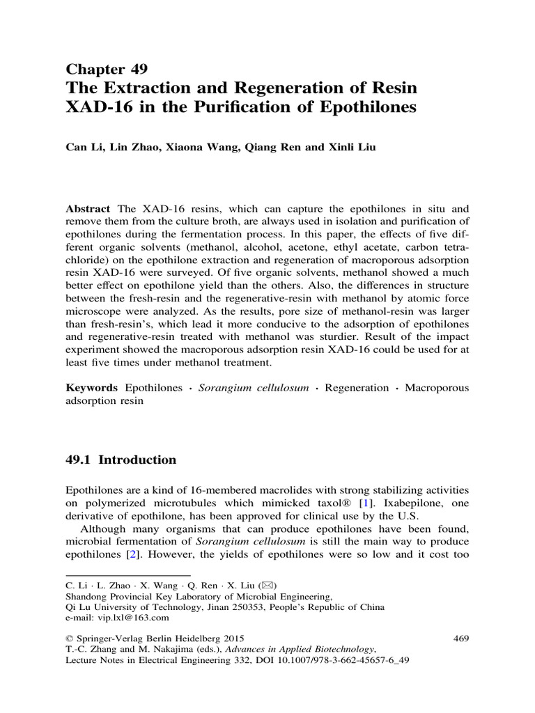 XAD-16 Resin in Epothilone Recovery | PDF | Atomic Force Microscopy ...