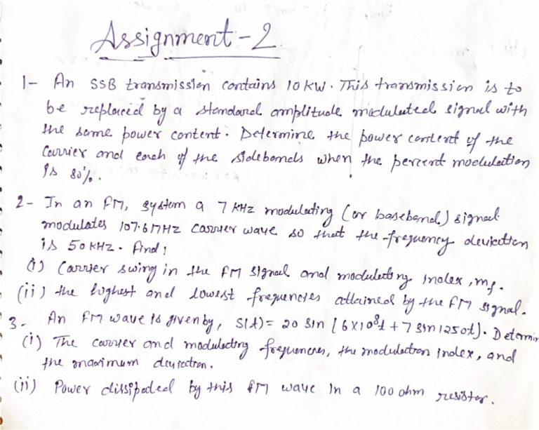 Analog Communication Assignment 2 | PDF