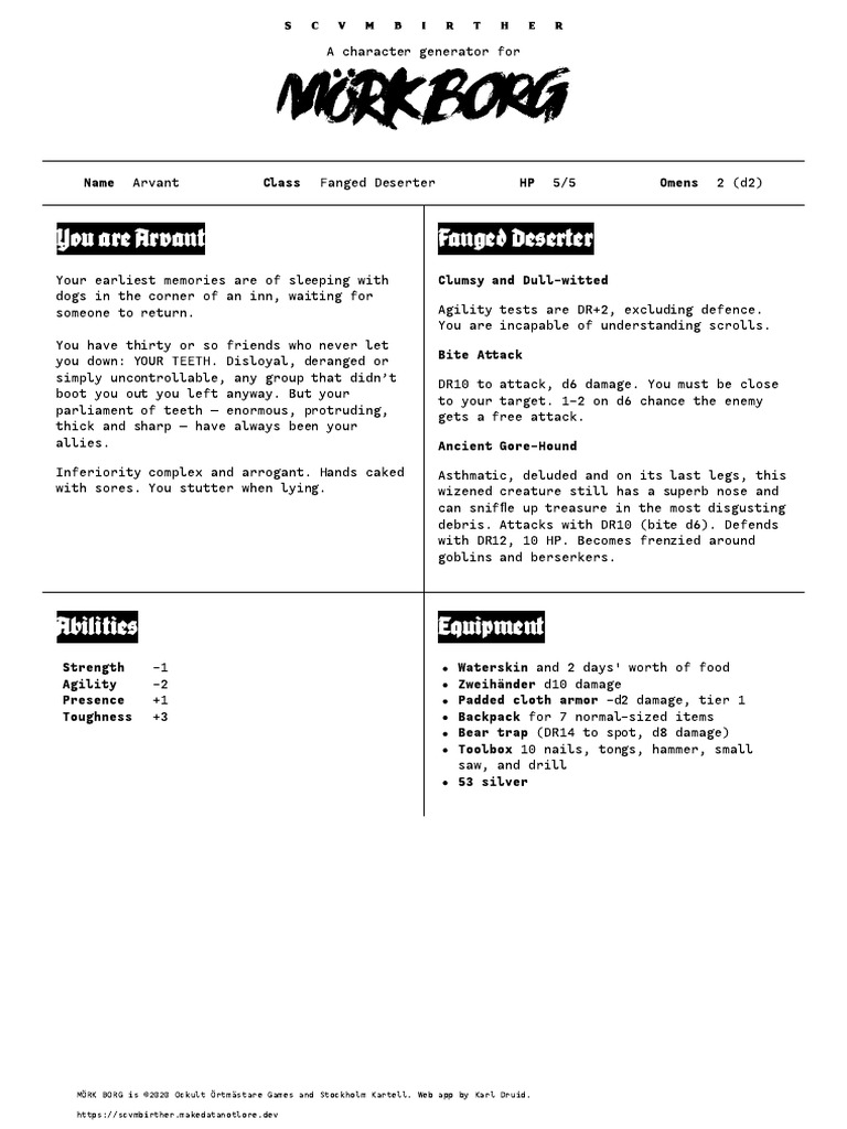 Fanged Deserter - Arvant | PDF