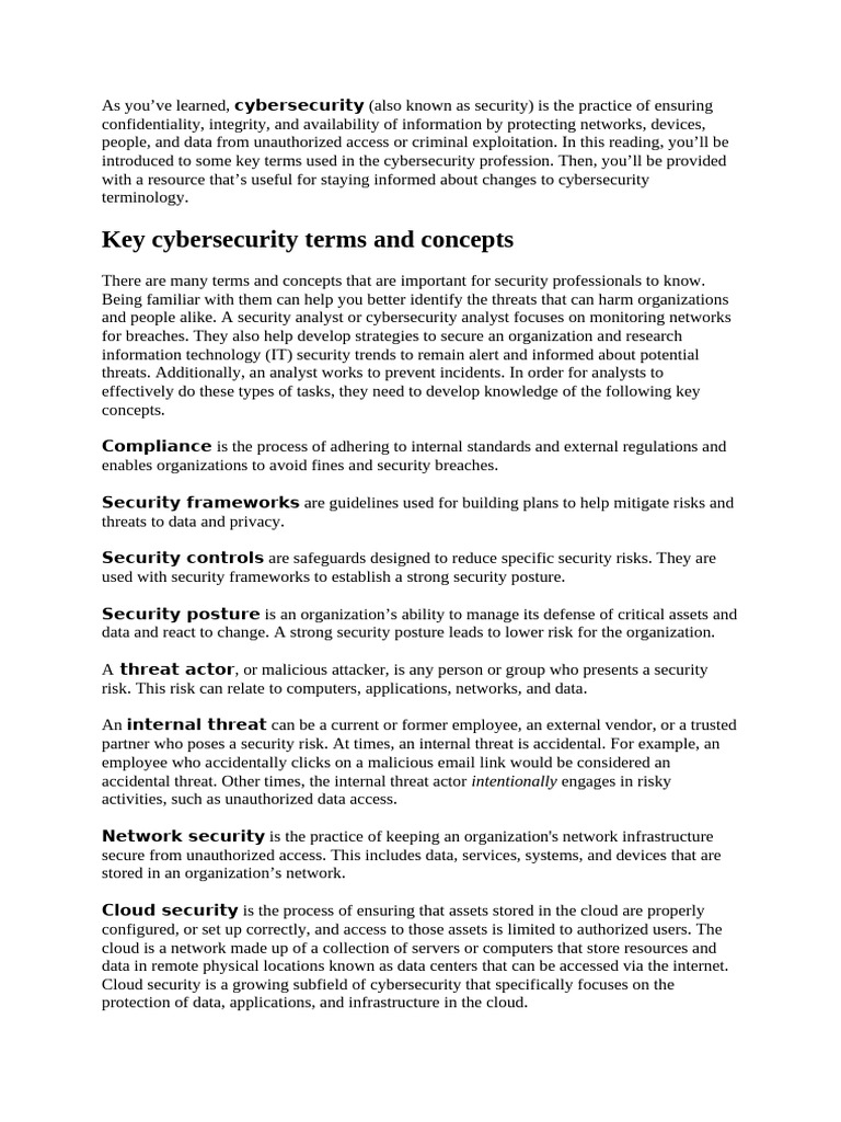 Common Cybersecurity Terminology | PDF | Security | Computer Security