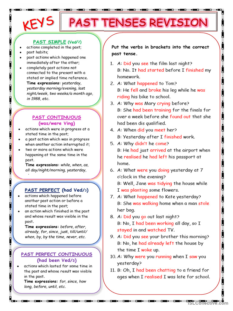 Past Tenses Revision Worksheet | PDF | Grammatical Tense | Semantic Units
