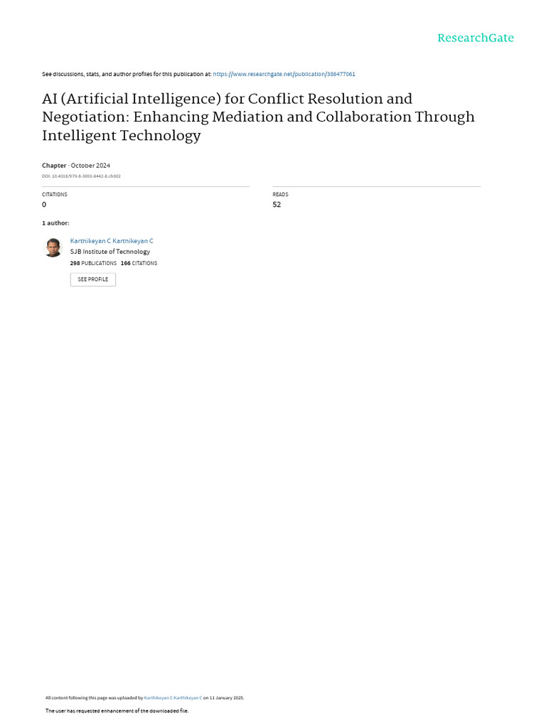 AI Artificial Intelligence For Conflict Resolution and Negotiation - Enhancing Mediation and ...