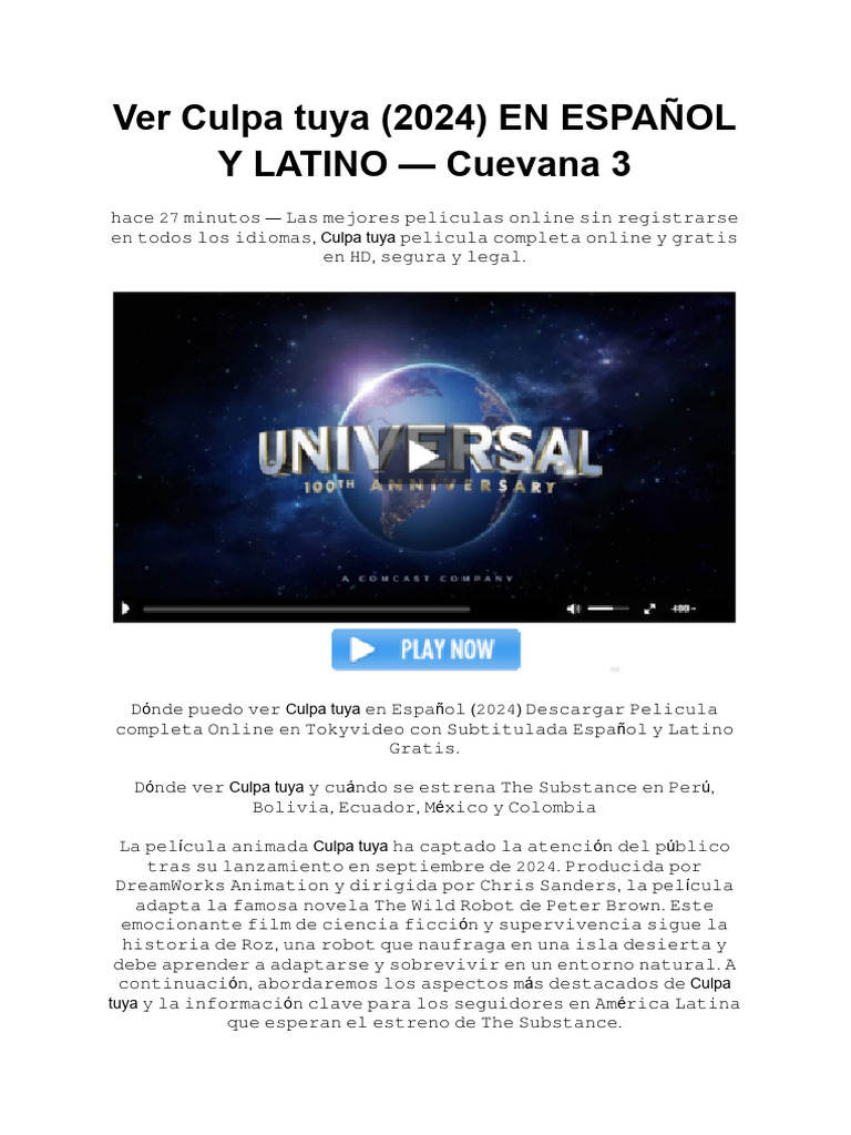 Culpa Tuya Espanol Cuevana | PDF