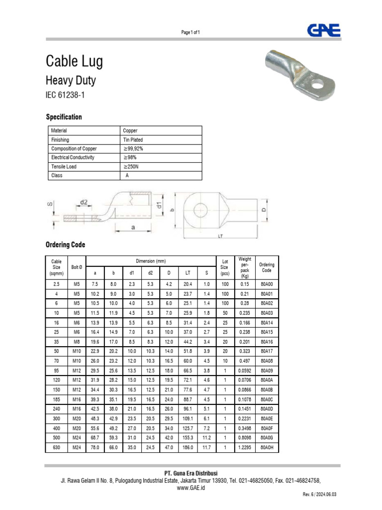 Cable Lug Heavy Duty Brochure671 | PDF