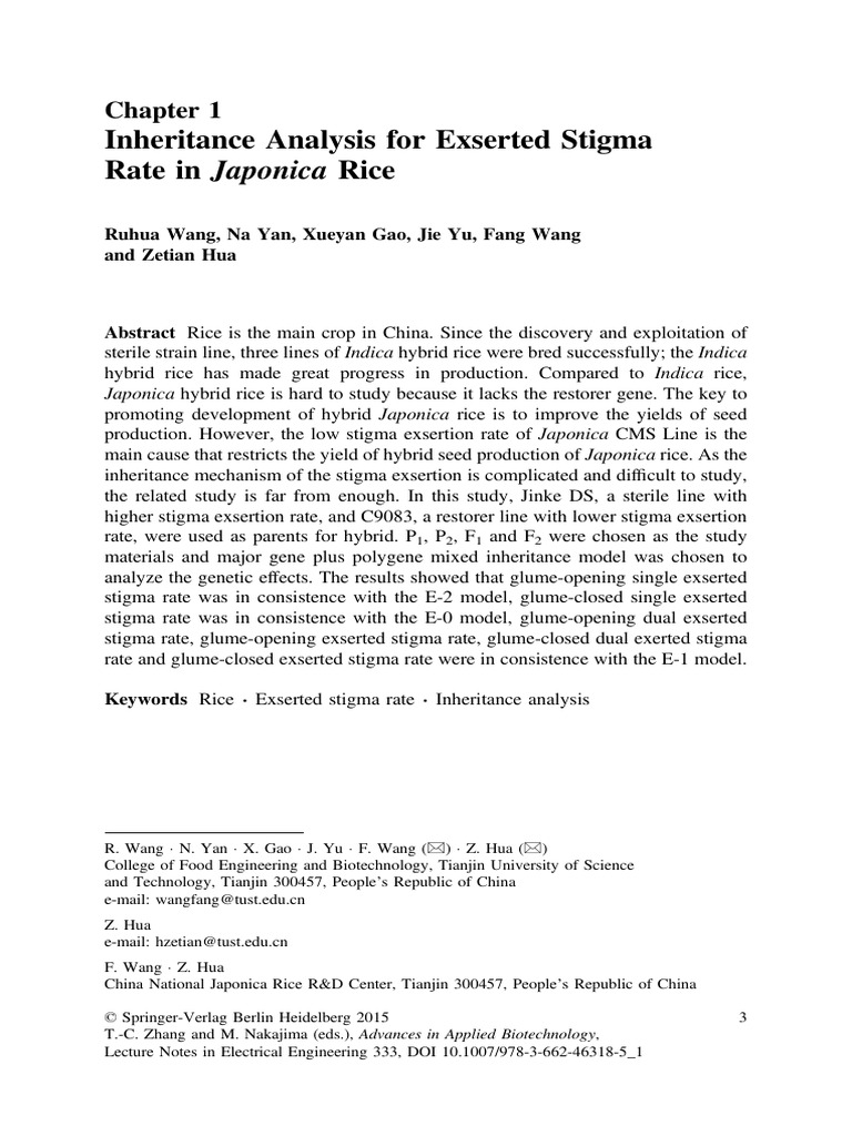 072-Chapter 1 Inheritance Analysis For Exserted Stigma Rate in Japonica ...