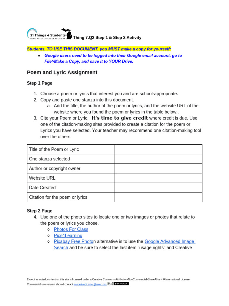 Q2 Poem and Lyric Assignment | PDF | Creative Commons License ...