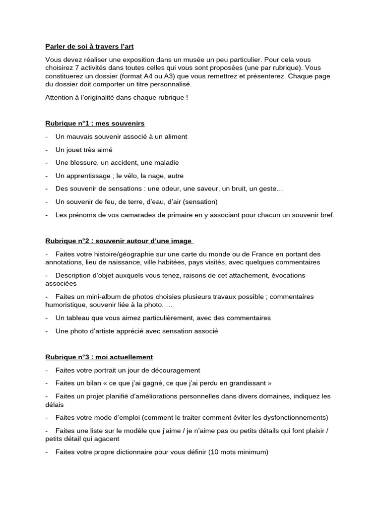 Parler de Soi À Travers L'art | PDF