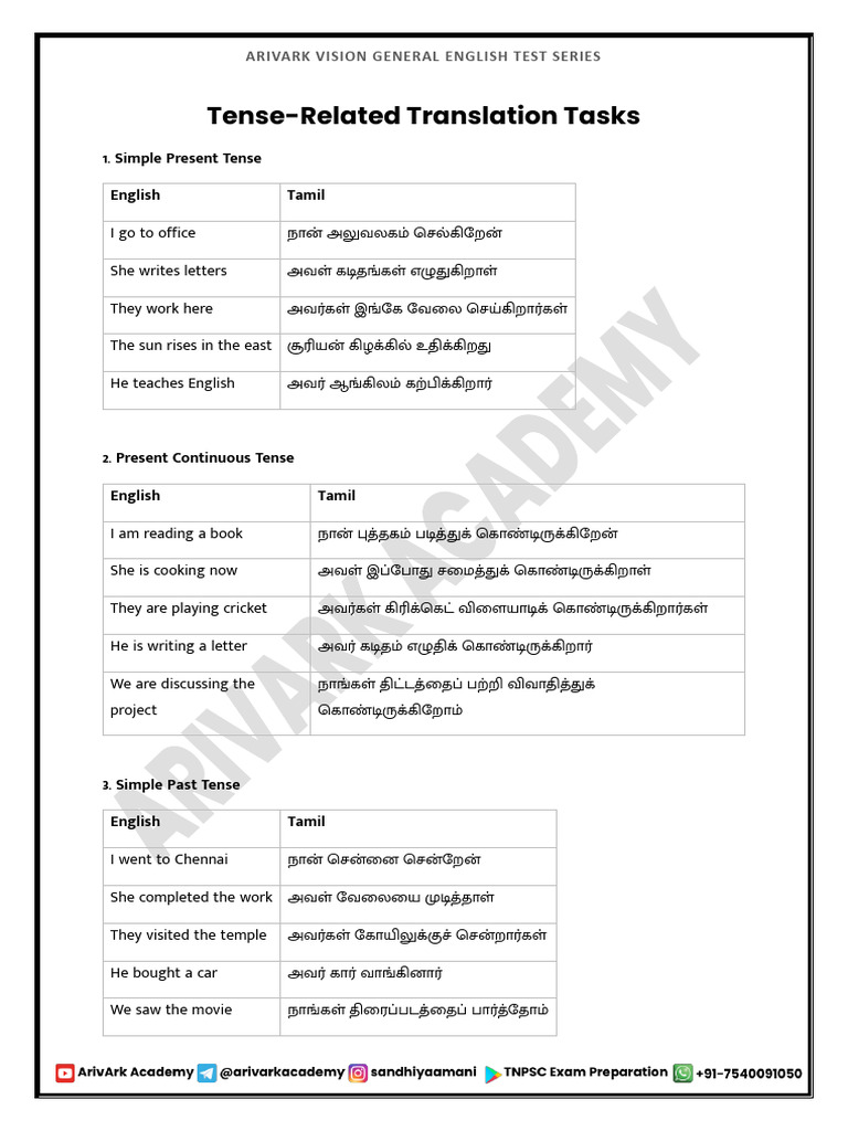 Tense-Related Translation Tasks | PDF