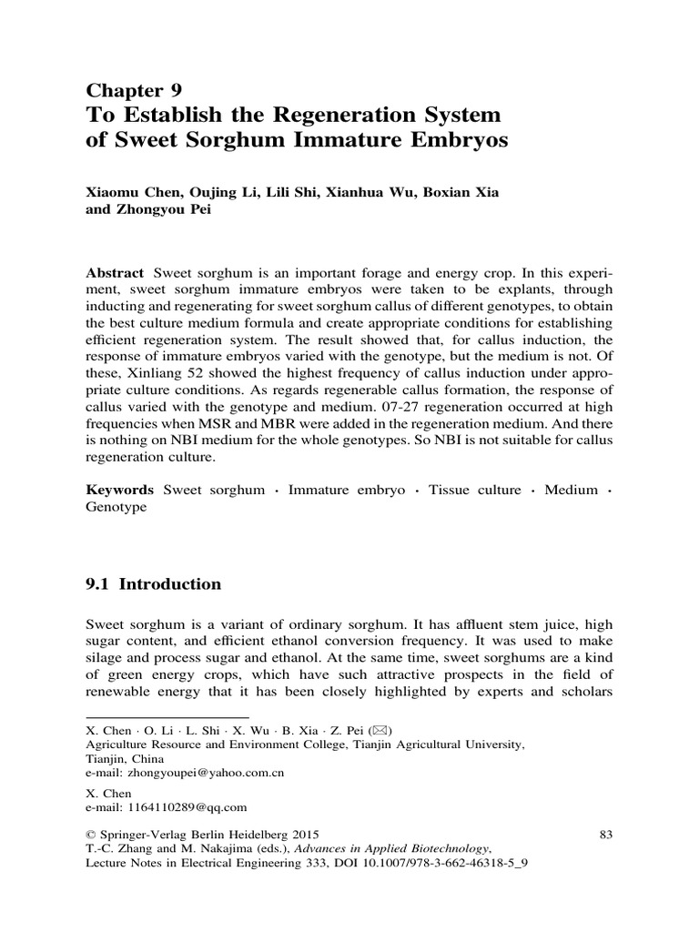 080-Chapter 9 To Establish The Regeneration System of Sweet Sorghum ...