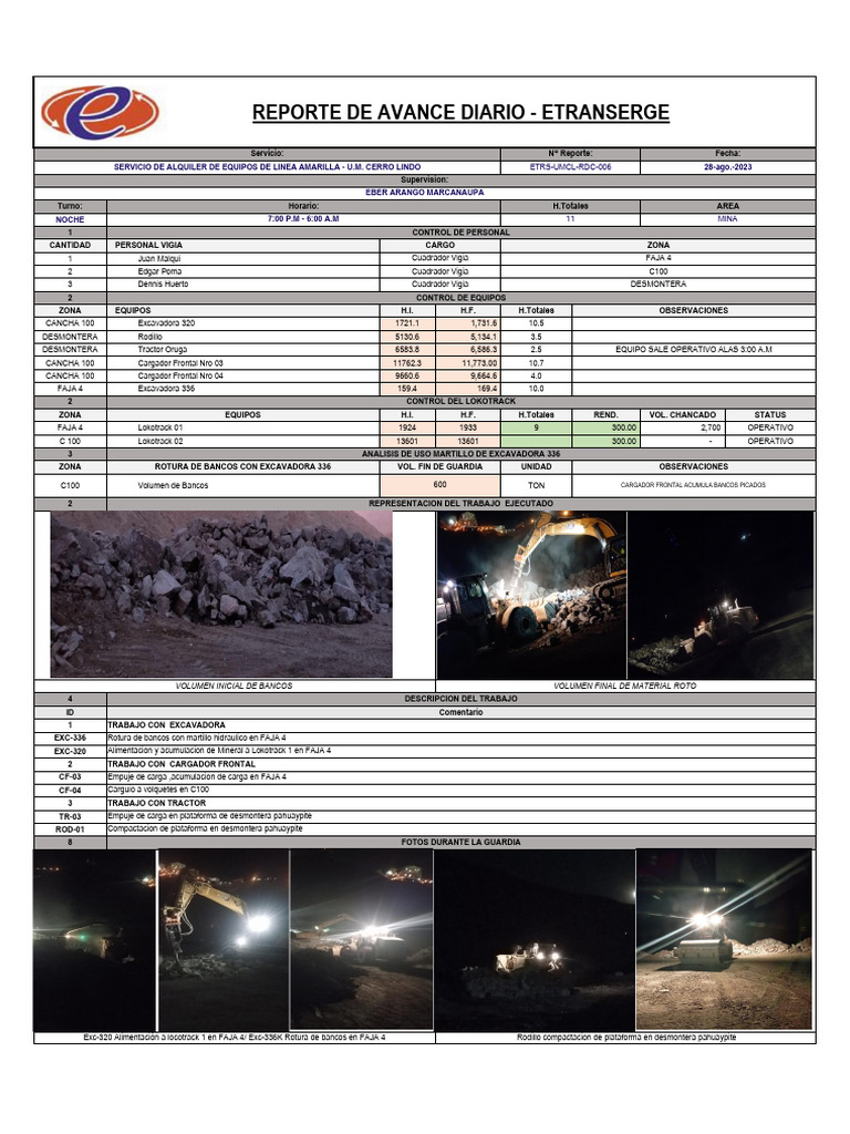 Reporte - Mina Etranserge | PDF