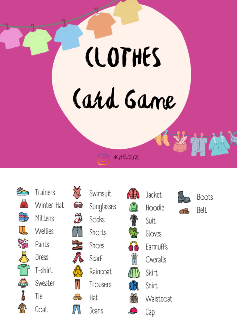CLOTHES Card Game | PDF