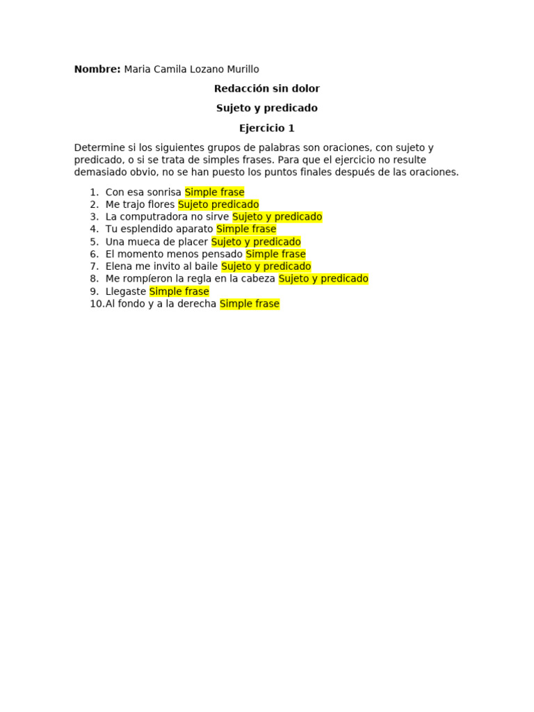 sujero y predicado | PDF