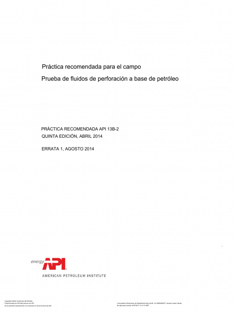 NORMA API, PARA OBM | PDF | Medición | Concentración