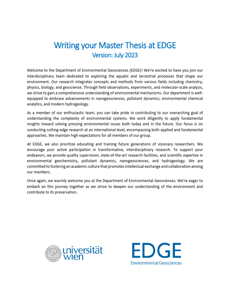 Writing Your Master Thesis at EDGE Revised | PDF | Experiment | Thesis