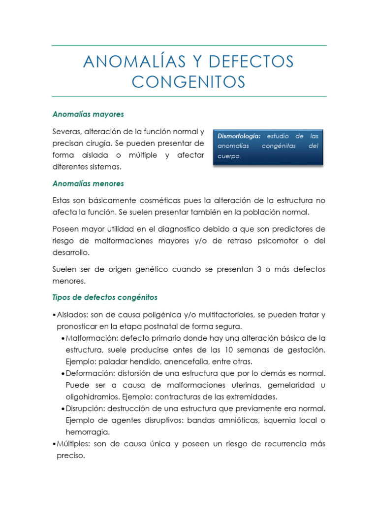 Informe Defectos Congenitos. | PDF | Enfermedades y trastornos ...
