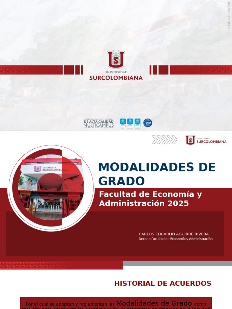 Modalidades de Grado Faceconomia 2025-1 | PDF | Business | Trabajo Social
