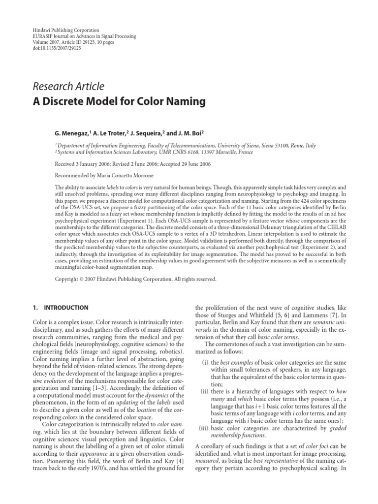 A Discrete Model For Color Naming | PDF | Color | Image Segmentation