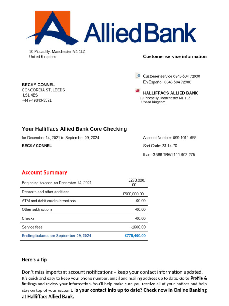 Halliffacs Allied Bank Account Summary | PDF