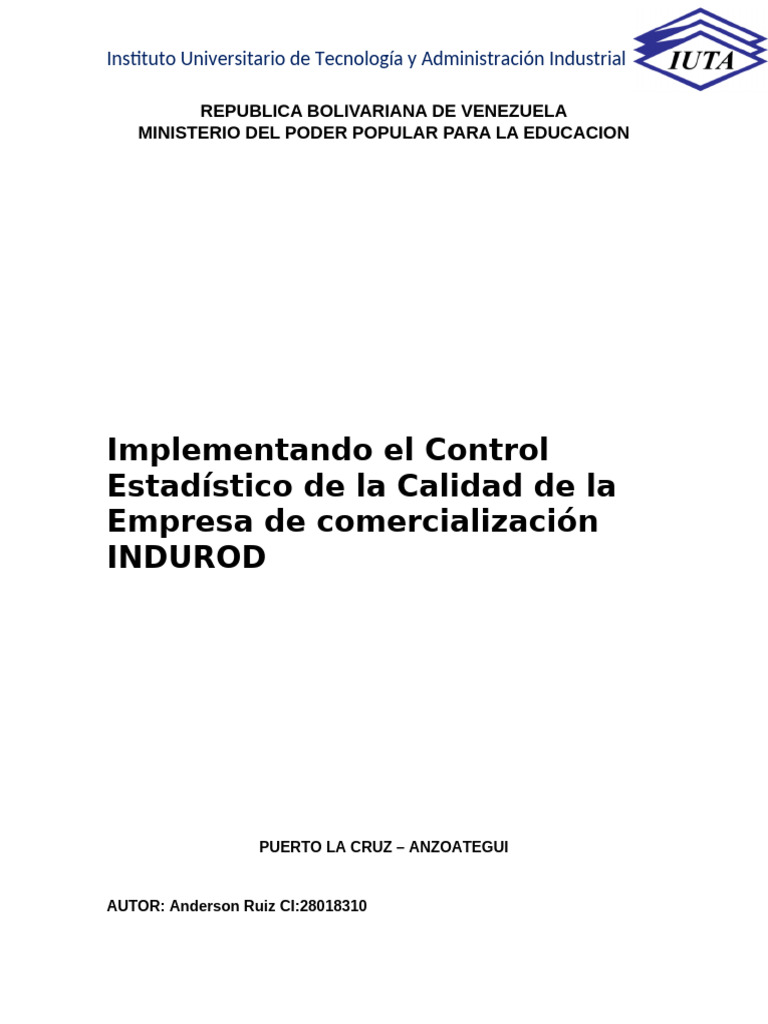 Informe de Control de Calidad | PDF | Calidad (comercial) | Six Sigma