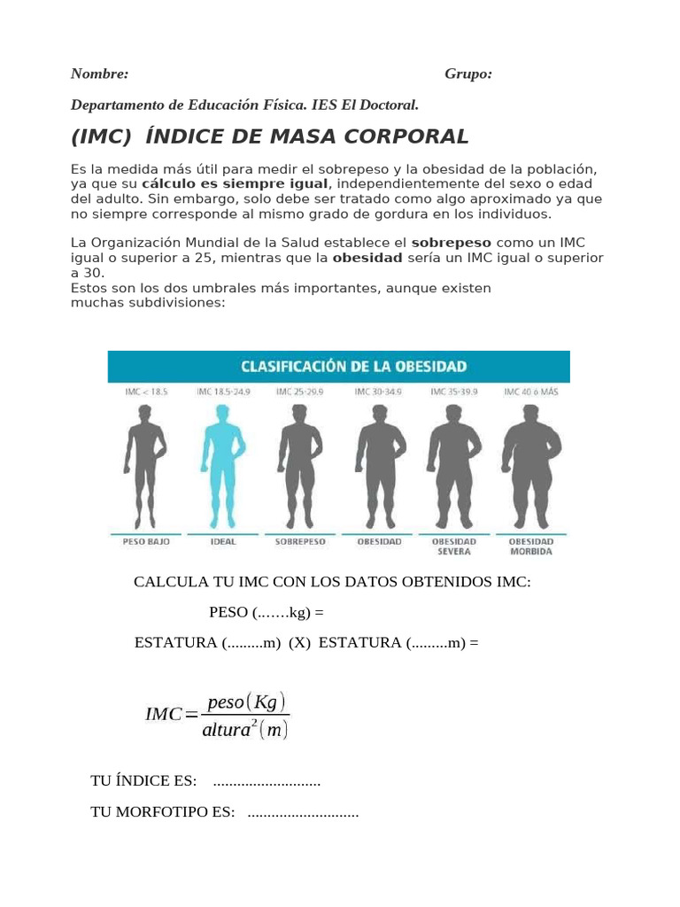 Cálculo y Clasificación del IMC | PDF