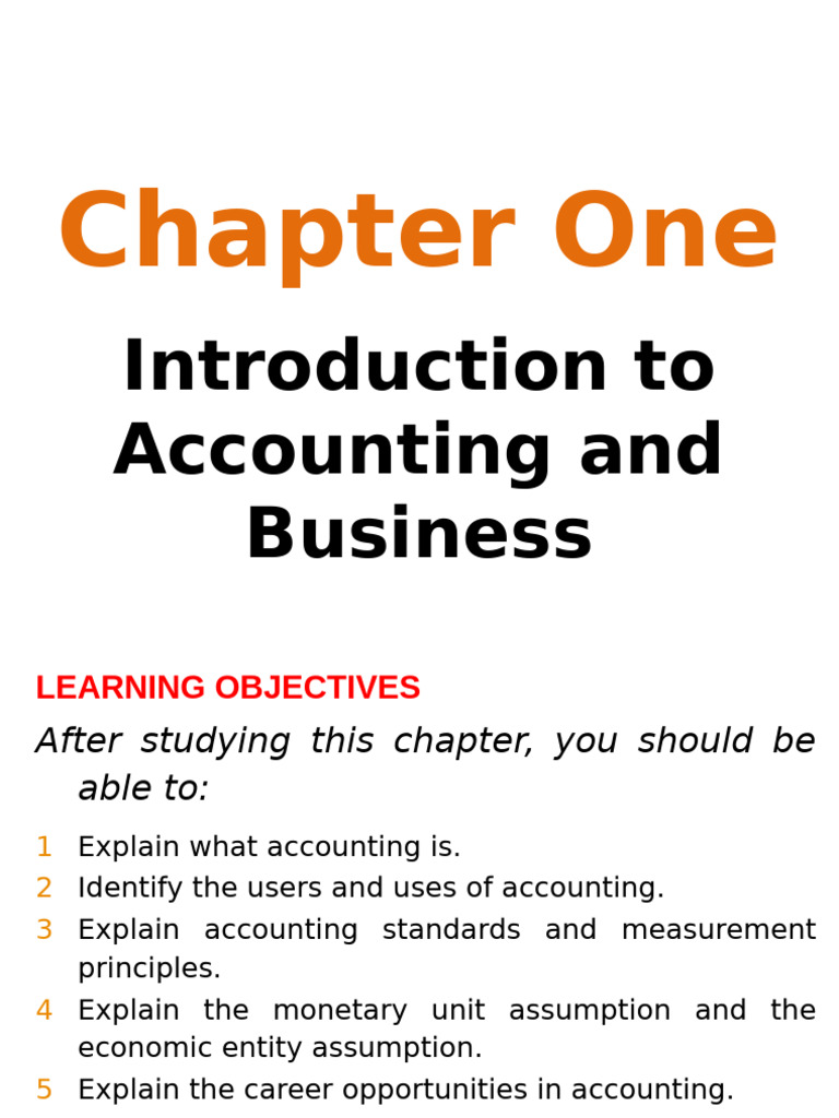 Chapter 1, Fundamentals of Accounting I | PDF | Equity (Finance) | Fair ...