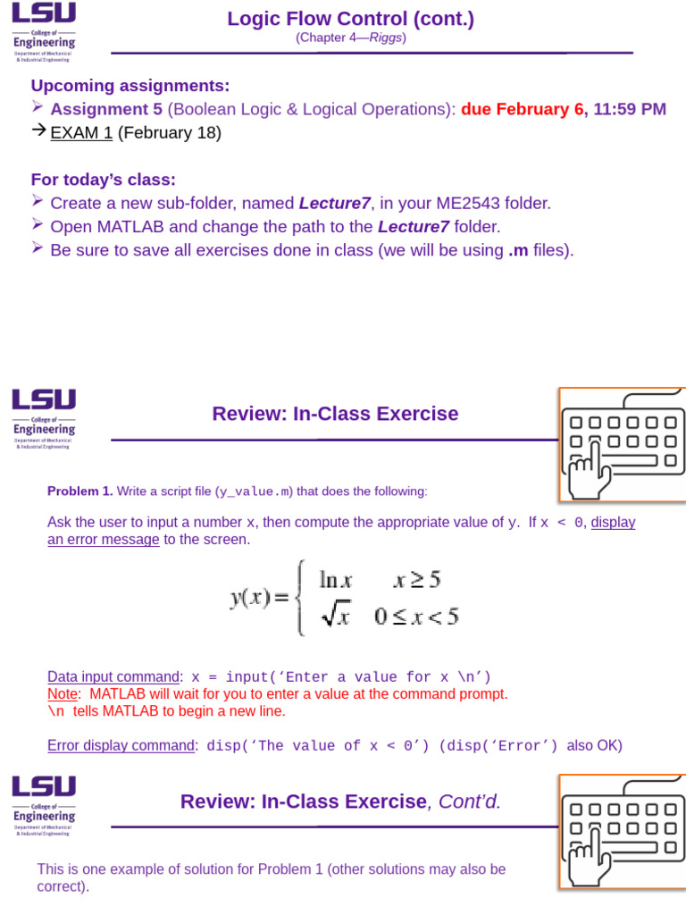Lecture7booleanlogicandlogicaloperationscont Pdf Control Flow Matlab