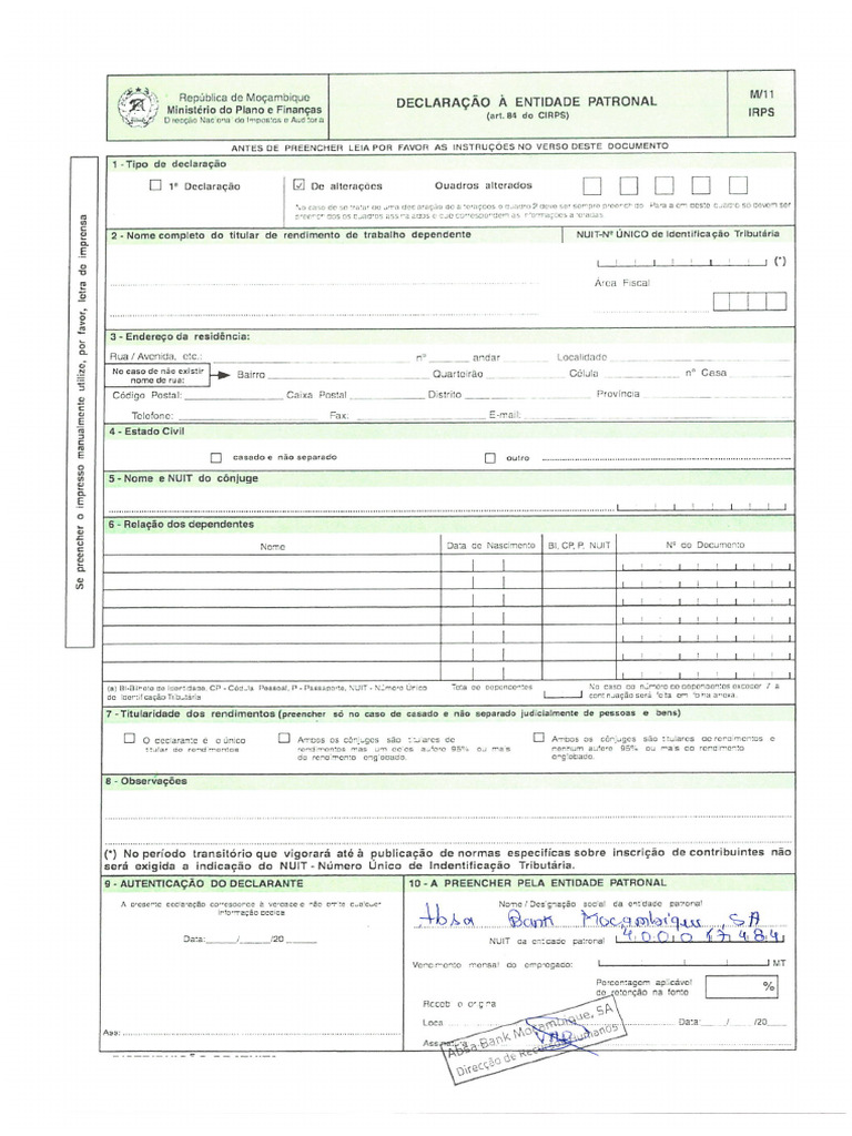 Modelo Preenchido - Banco | PDF