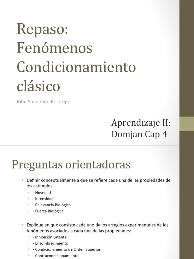03 - Fenómenos Condicionamiento Clásico - Domjan Cap 4 | PDF