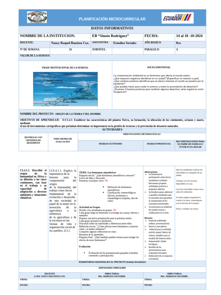 Semana 24 Eess Planificacion | PDF | Salón de clases | Evolución