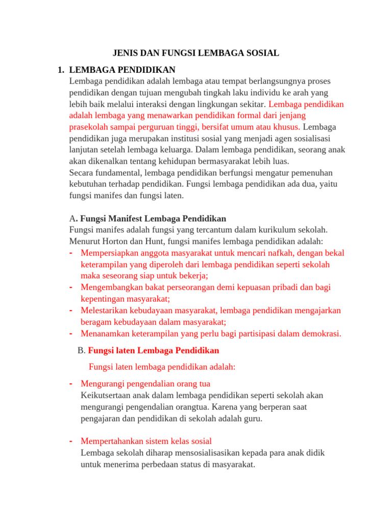 Materi Lembaga Sosial | PDF