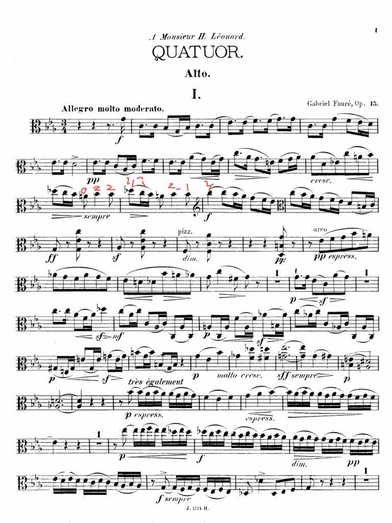Viola - Piano Quartet No.1, Op.15 (Fauré) | PDF