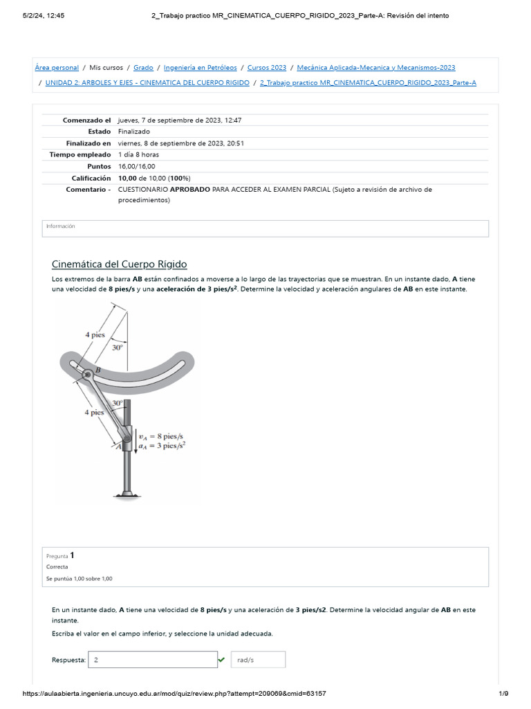 Consignas TP2A - Cinemática Del Cuerpo Rígido | PDF | Velocidad ...