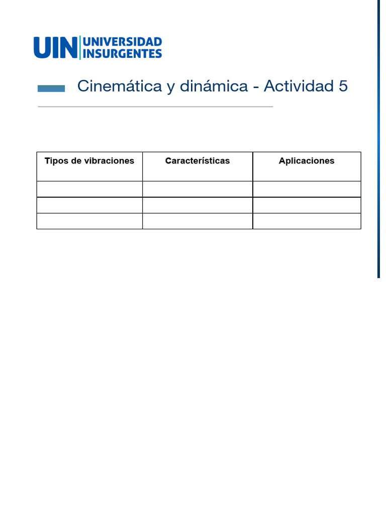 Cuadro - Cinemática y Dinámica - ACT 5 | PDF