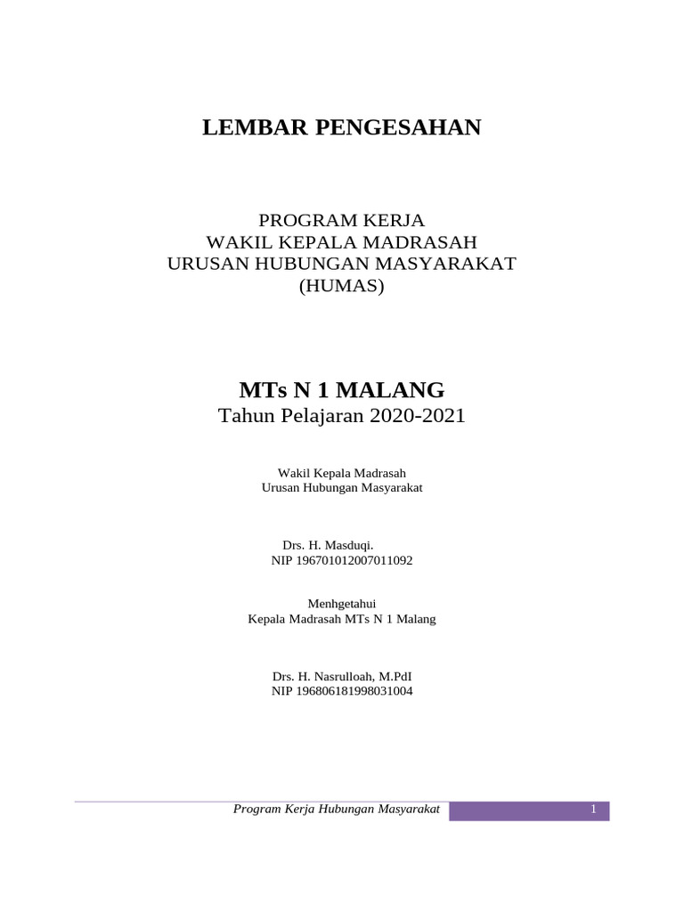 Draf Program Kerja Humas | PDF