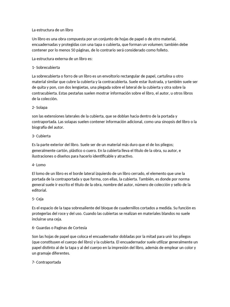 Estructura de un libro explicada | PDF | Bibliografía | Libros