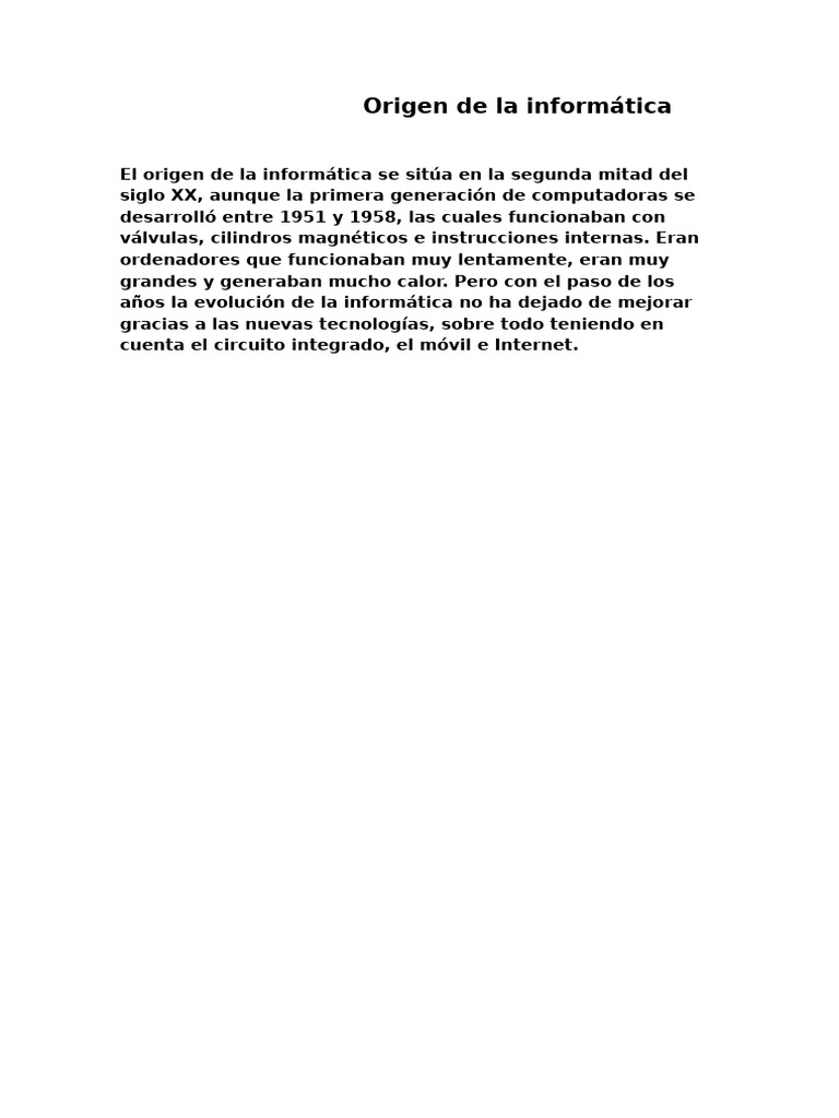 Origen de La Informática | PDF