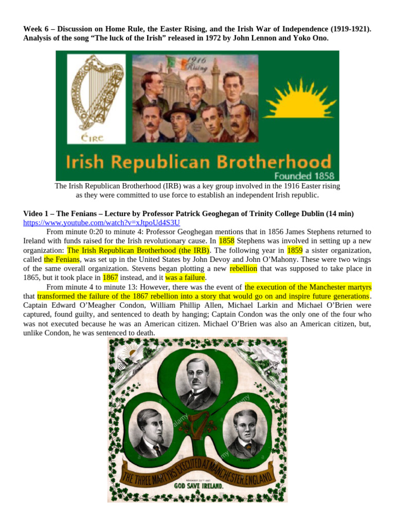 From Home Rule To The Irish War of Independence | PDF | Irish ...