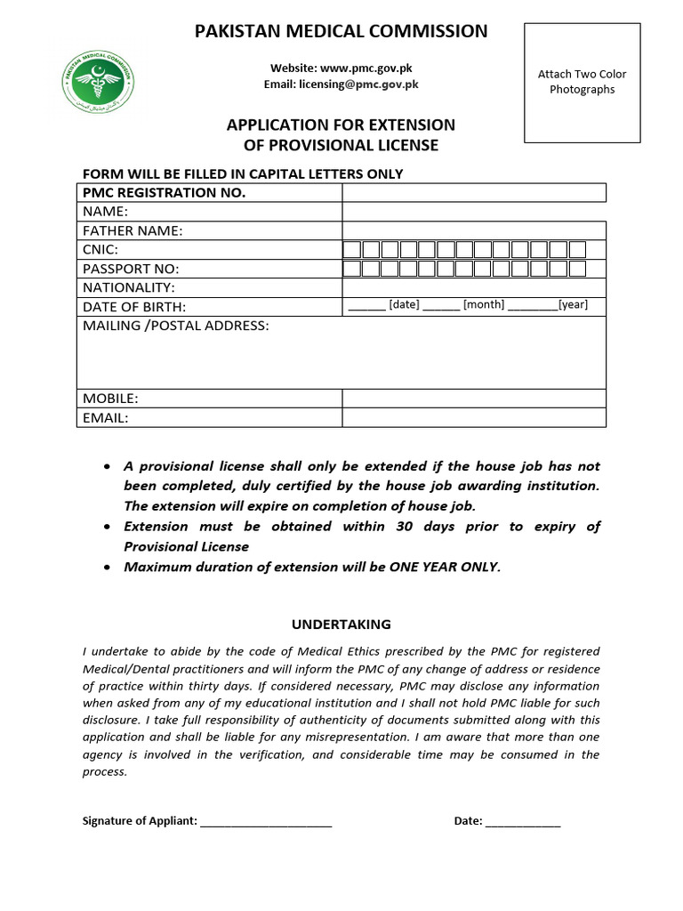 8 Application For Extension in Provisional License | PDF