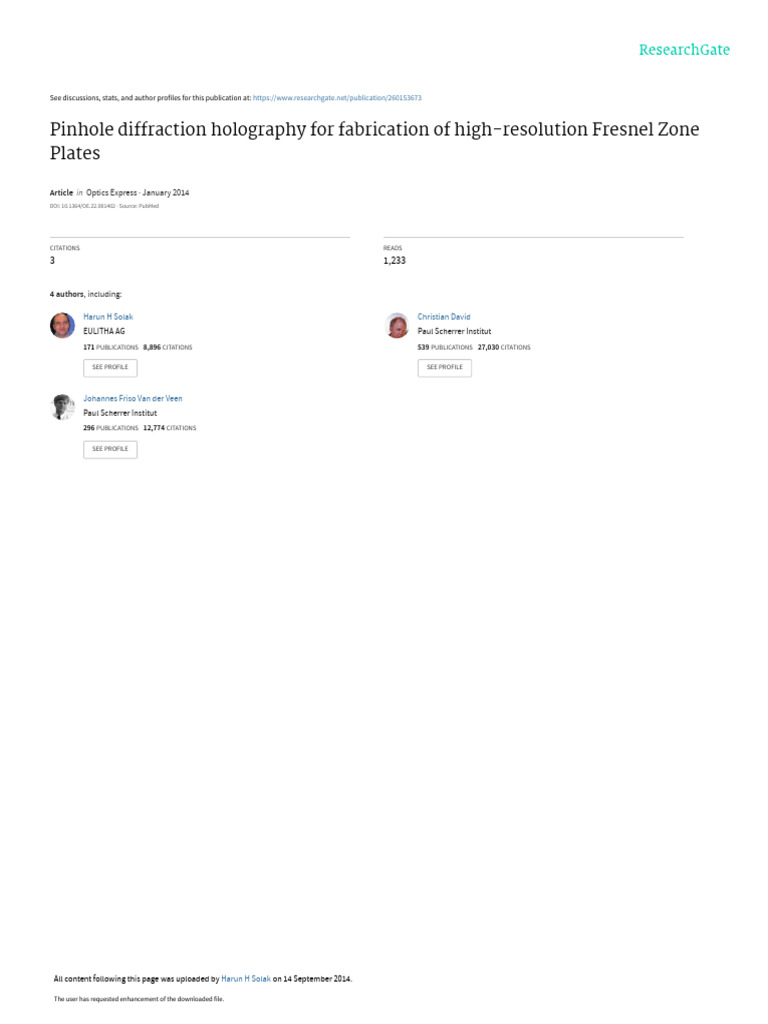 Pinhole_diffraction_holography_for_fabrication_of_ | PDF | Holography ...