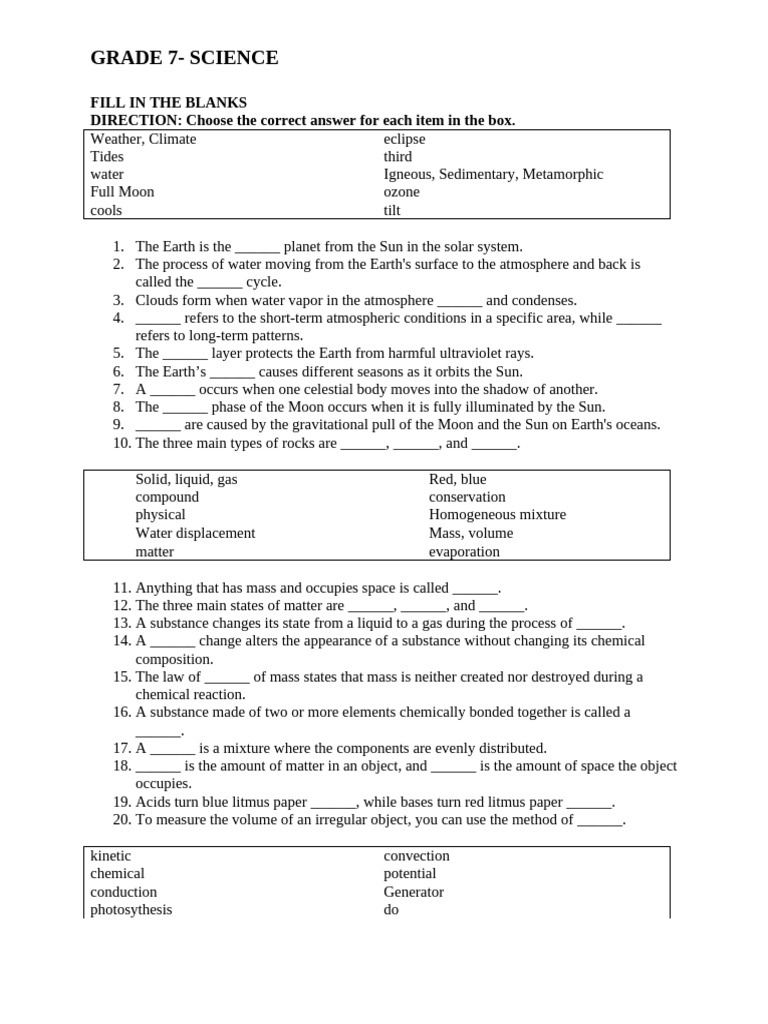 GRADE 7- Earth SCIENCE 3RD QUARTER | PDF | Earth | Atmosphere Of Earth