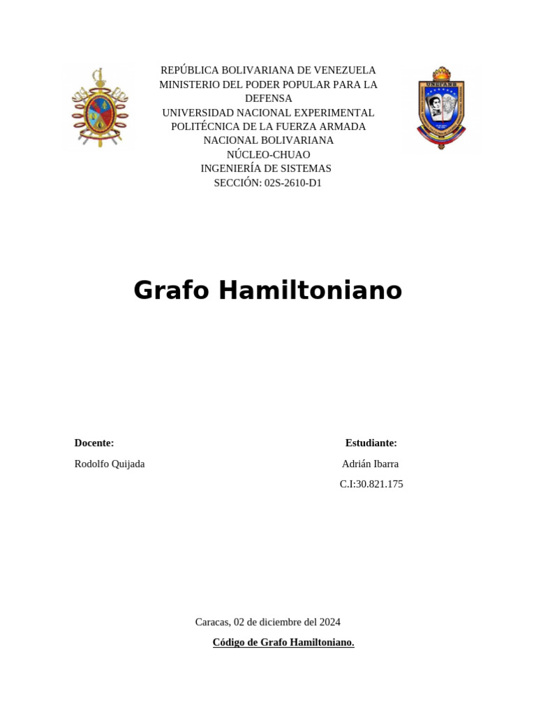 Código para Grafo Hamiltoniano en Pygame | PDF