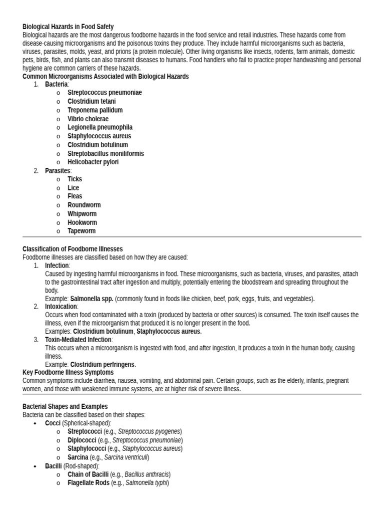 Biological Hazards in Food Safety | PDF | Bacteria | Yeast