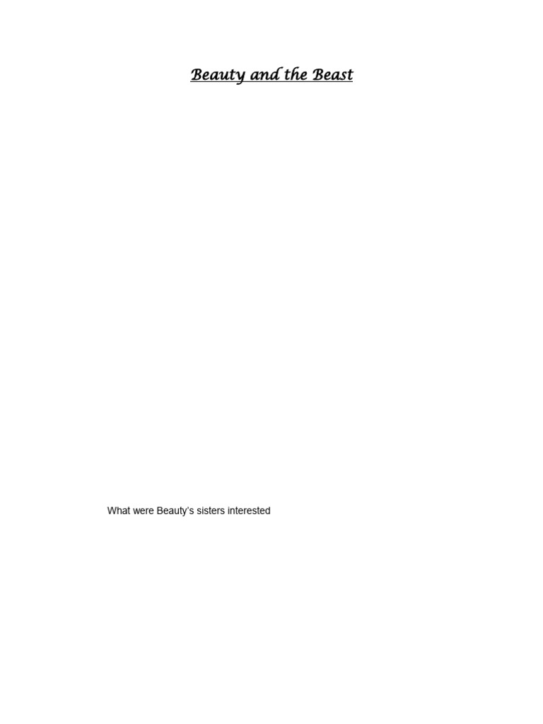 Beauty and the Beast Comprehension Guide | PDF | Fairy Tales | Folklore