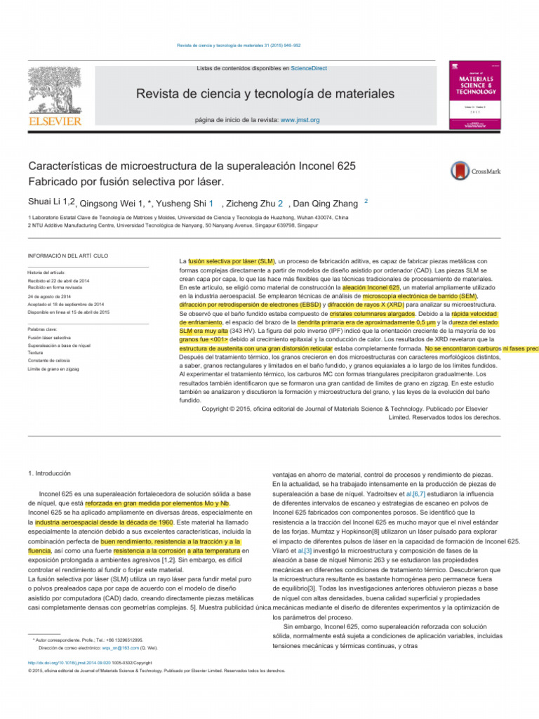 Microstructure Characteristics of Inconel 625 Superalloy | PDF ...