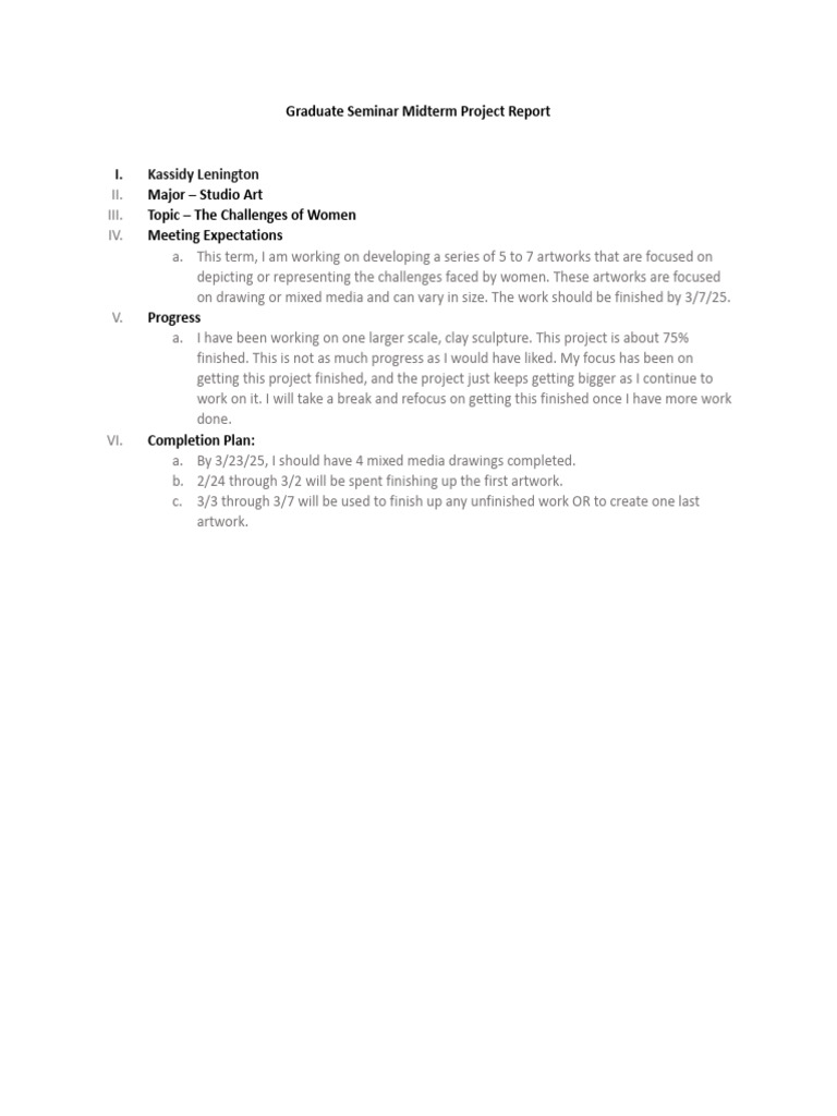 CAH600 Graduate Seminar Midterm Project Report | PDF