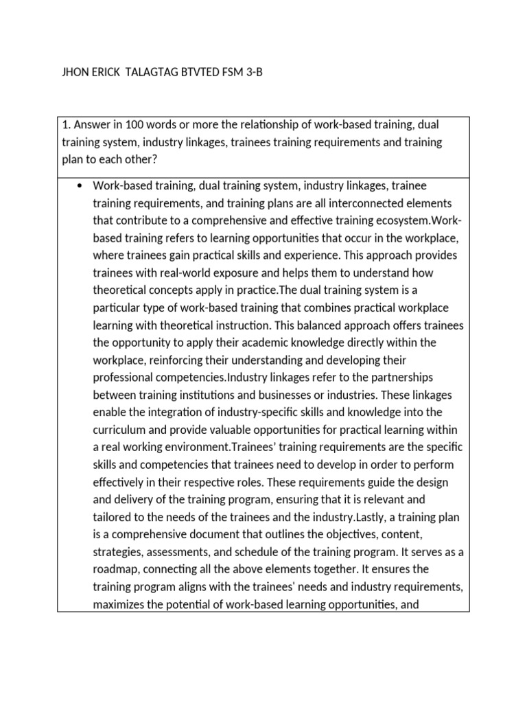 TRAINING-PLAN | PDF | Evaluation | Learning